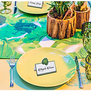Gift Boutique 100 Pack Palm Leaf Place Cards Floral Green Leaves Seating Name Card Wedding Party Table Setting Tropical Folded Greenery Tent Cards