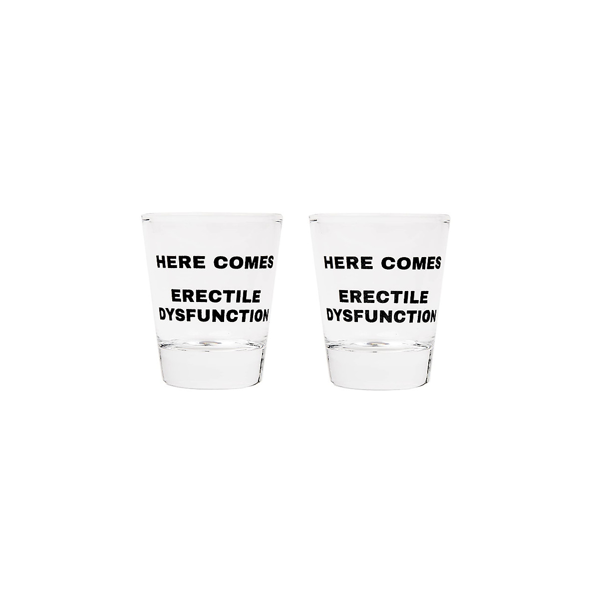 Here Comes Erectile Dysfunction Shot Glasses, 2 Pack, Men of Glass