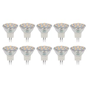 Simba Lighting LED MR11 Flood Light Bulbs (10 Pack) 12V 3W 20W Halogen Replacement 2-Pin 240lm for Landscape, Accent, Track Lights, and Christmas Tree Fiber Optics, GU4 Bi-Pin Base, 3000K Soft White