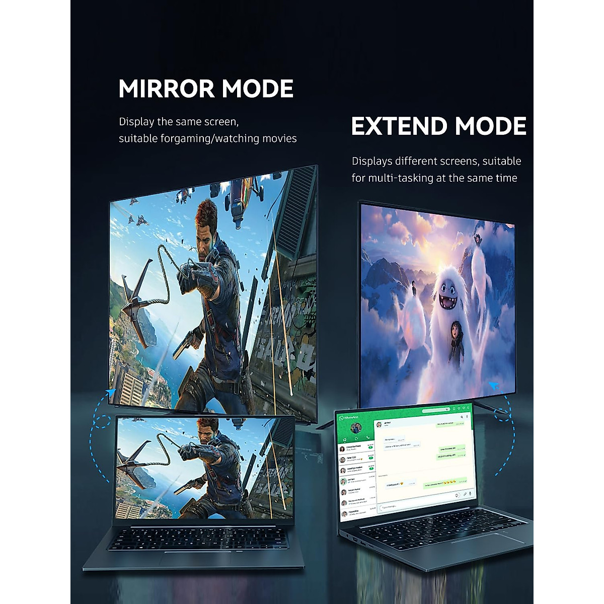 Wireless HDMI Transmitter and Receiver, Carego Wireless HDMI Extender Kit, Plug & Play, Support 2.4/5GHz for Streaming Video Audio File from Laptop/PC/TV Box to Monitor/Projector/HDTV