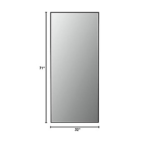 LFT HUIMEI2Y Full Length Mirror 71"x32", Standing Hanging or Leaning Against Floor Tempered Mirrors, Wall-Mounted Full Body Dressing Mirror with Aluminum Alloy Frame for Living Room, Bedroom, Black