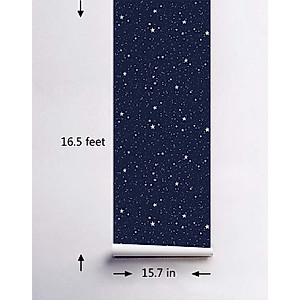 AMAZING WALL Peel and Stick Wallpaper Night Sky Moon and Stars Shiny Film Self Adhesive Wallpaper Contact Papaer,15.7x198inch
