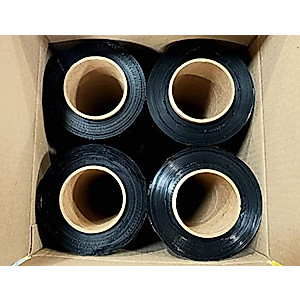 Direct Resources Stretch Wrap Industrial Strength 18 Inch Inch x 1000 Sq Ft - 80 Gauge Thick (20 Micron) Clear Cling Plastic Pallet Supplies | Durable Self - Adhering Packing Moving Packaging Shrink Film Rolls (Black, 4 Pack)