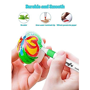 TongFu 24 Colors Acrylic Paint Pens, Acrylic Paint Markers for Wood, Canvas, Stone, Rock Painting, Glass, Ceramic Surfaces, Scrapbooking, Fabric, Plastic, Card Making, DIY Crafts