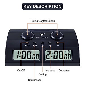 LEAP Chess Clock Professional Chess Timer with Indicator Light and Alarm Clock Features Great for Chess, I-GO, Chinese Chess and Other Board Games（PQ9902C）