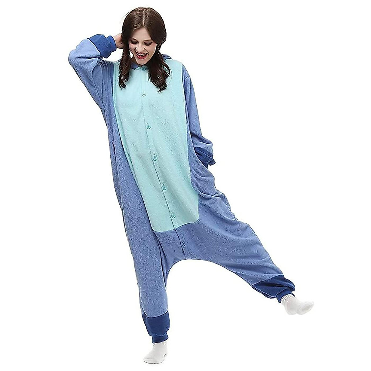EunWow Unisex Adult Novelty One-Piece Cosplay Animal Pajamas Sleepwear Homewear Halloween for Women men-M