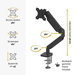 Fellowes 8043301 Platinum Series Adjustable Computer Monitor Stand for Desk with Single Monitor Arm, 32 Inch Monitor Capacity