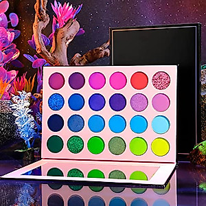 High Pigmented Eyeshadow Palette, 24 Colors with Green Blue Purple Matte Shimmer Glitter Eye Shadow Pallets, DE’LANCI Professional Waterproof Longlasting Makeup Pallettes for Green Blue Hazel Eyes
