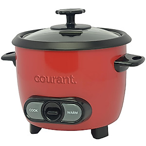 Courant Rice Cooker 6-Cup (Cooked), Removable Non-Stick Bowl, One Touch Rice Cooker, Red