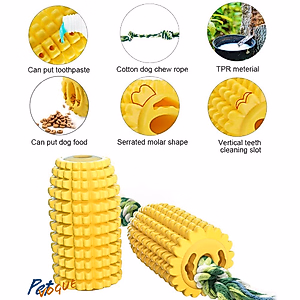 PetVogue Dog Chew Toys for Aggressive Chewer Teeth Cleaning Dog Toothbrush Toys with Cotton Rope Indestructible Tough Durable Squeaky Interactive Durable Dog Toys | Dog Bone Chew Toy (Yellow)