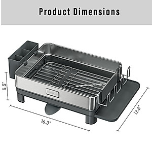 TomGear Large Dish Drying Rack, Dish Drainers with 360°Rotatable Spout, Cup Holder, Utensil Holder and Removable Drainboard, Space-Saving Dish Drainers for Kitchen Counter