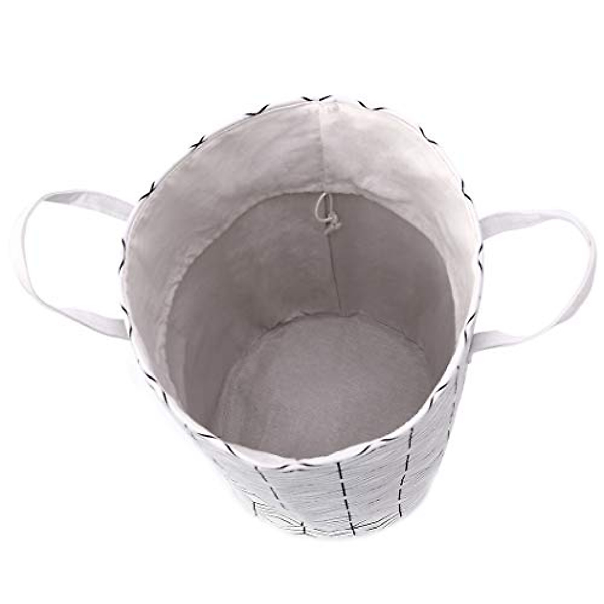 23.6" Large Foldable Laundry Basket Collapsible Clothes Hamper Drawstring Waterproof Laundry Hamper Round Cotton Linen Storage Baskets Home Organizer(Black and White Grids)