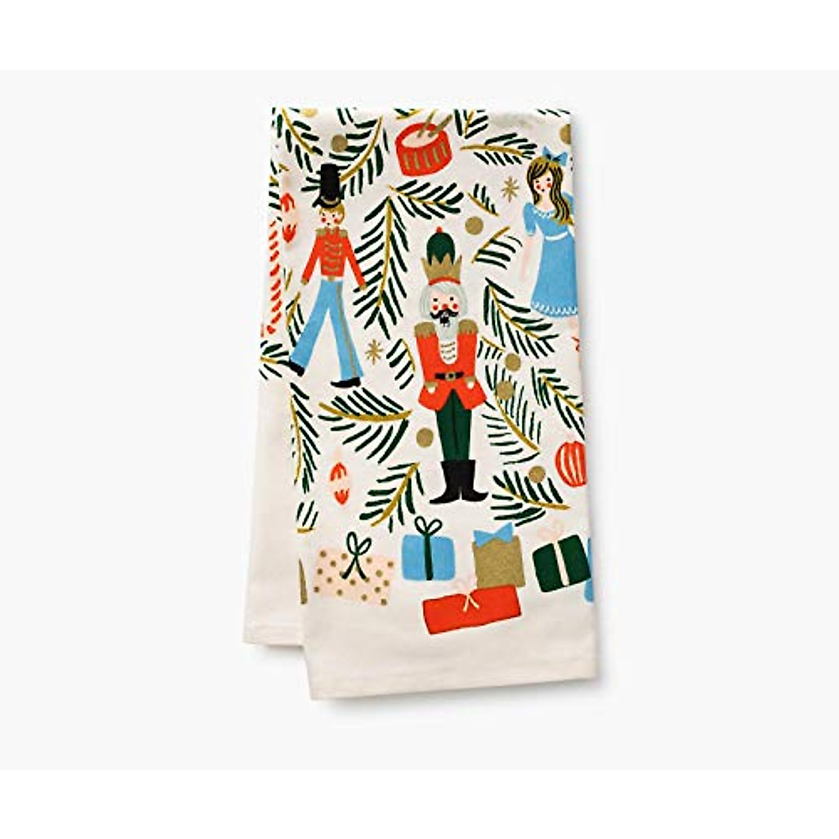 RIFLE PAPER CO. Christmas Tree Tea Towel, 28" L x 21" W, Introduce Holiday Spirit into Your Kitchen with Vibrant Screen Printed Festive Towels, Added Loop, Made from Cotton