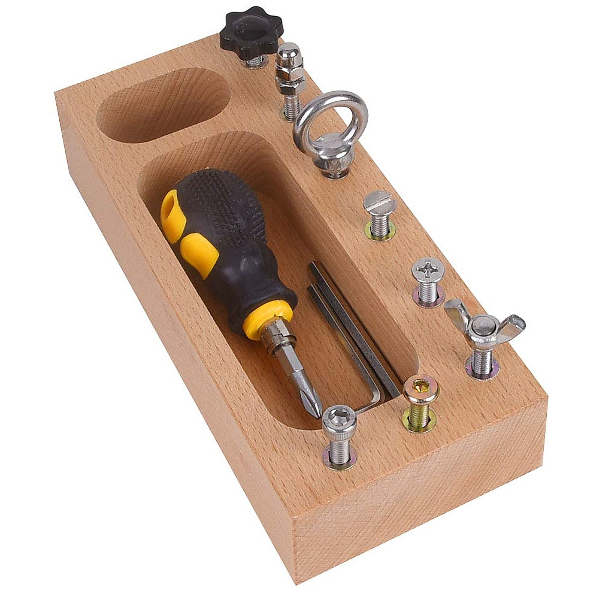 Vencer Wooden Box Screw Driver Board for Kids,Screw Sorter Game Basic Skills Educational Learning Toys,Toys for Children Over 3 Years Old Kids,Preschool Classroom Education Toy