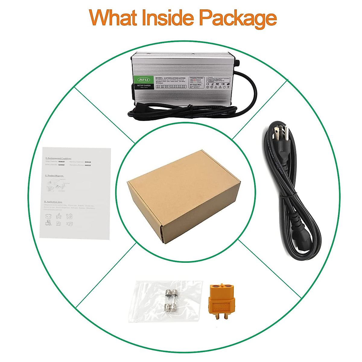 29.4V 15A Li-ion Battery Charger Silver Aluminum Case Fully Automatic for 7S 24V Lithium Battery Pack with XT60 Male Plug