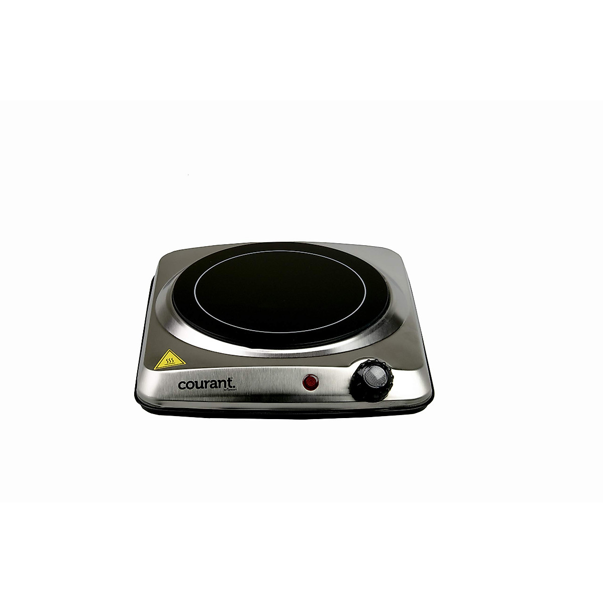 Courant Electric Burner Ceramic Infrared Portable Adjustable Temperature Control 1000W Travel Indoor & Outdoor Electric Stove Countertop burner Non-Slip Rubber Feet Easy to Clean Stainless Steel