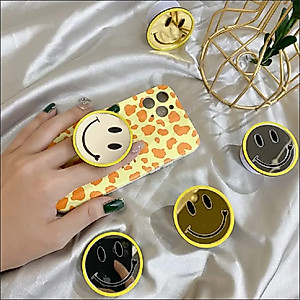 COMMONKUNST 3D Cute Smile face Mirror Collapsible Expandable Multi Functional Mobile Phone Grip & Kicktand (Smile face Mirror)