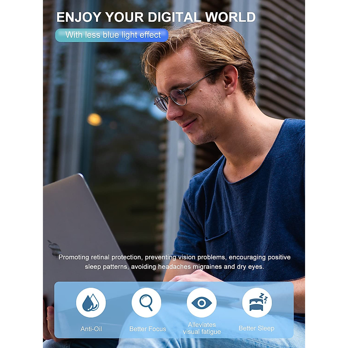 NSSIW Blue Light Glasses for Women and Men, Advanced Computer Glasses, Gaming Glasses, Semi Rimless with Blue Light Blocking, 11 Glossy Black/Golden Rim + Glossy Black/Black Rim, M