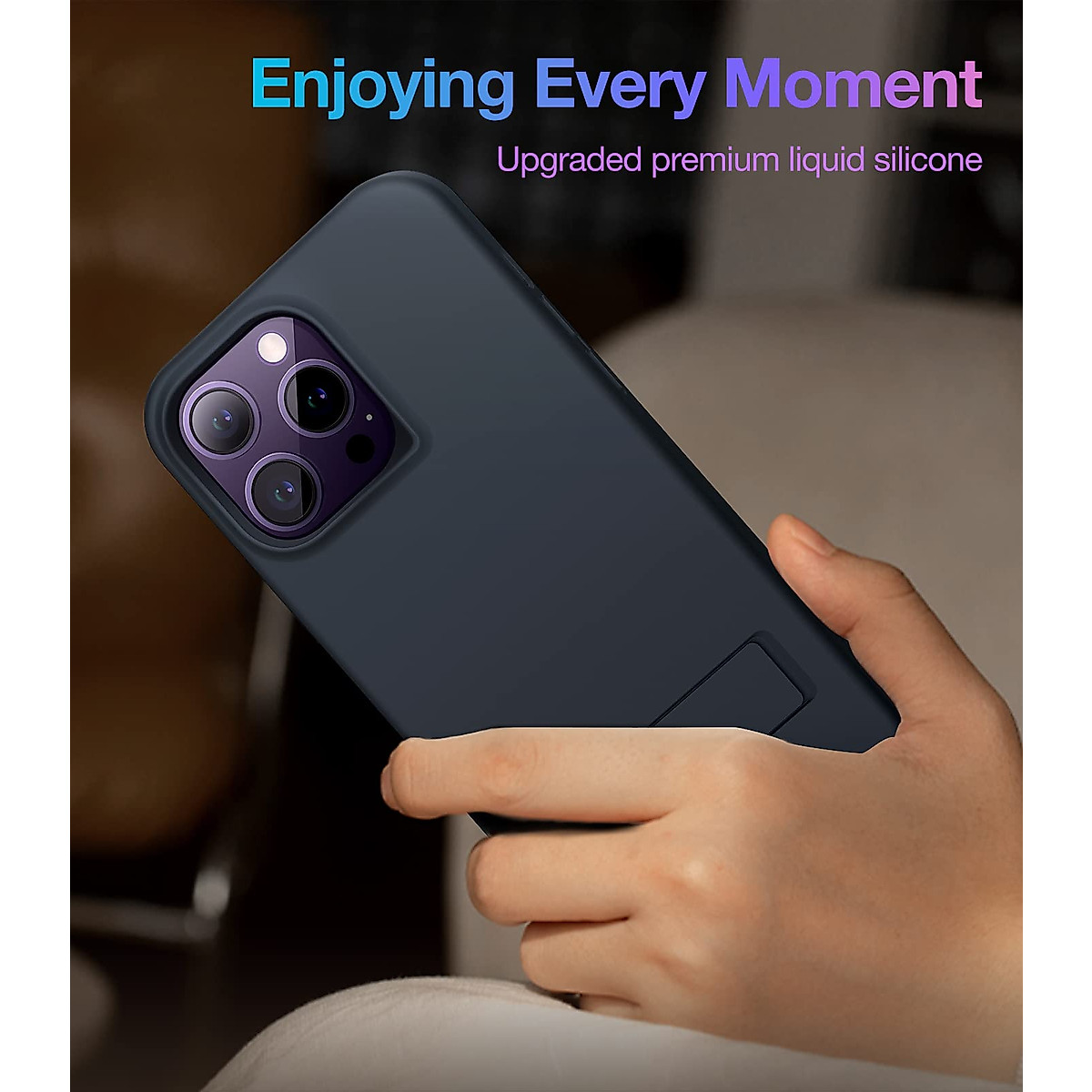 TORRAS Designed for iPhone 14 Pro Max Case with Stand, [10FT Military Grade Drop Protection] [3 Stand Ways Kickstand] Slim Soft-Touch Silicone Anti-Scratch for iPhone 14 Pro Max Phone Case, Black