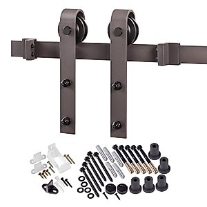 Barn Door Hardware Kit – 6 1/2 Ft. Bent Strap Sliding Barn Doors – Antique Bronze