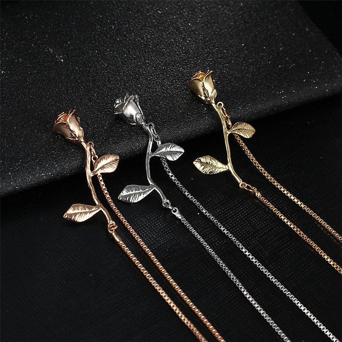 JczR.Y Fashion Red Rose Chain Bracelet Charm for Women Simple Temperament Flower Bracelet Link Ornaments Jewelry(rose gold)