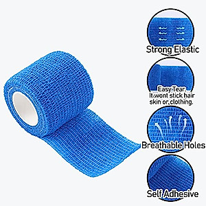 Self Adhesive Bandage Wrap, 12pcs 2" x 5 Yards, Breathable Elastic Cohesive Bandages, Vet Wrap, Tattoo Handle Grip Tube, Sports Tape Bulk for First Aid Supplies, Wrist Sprains Protection