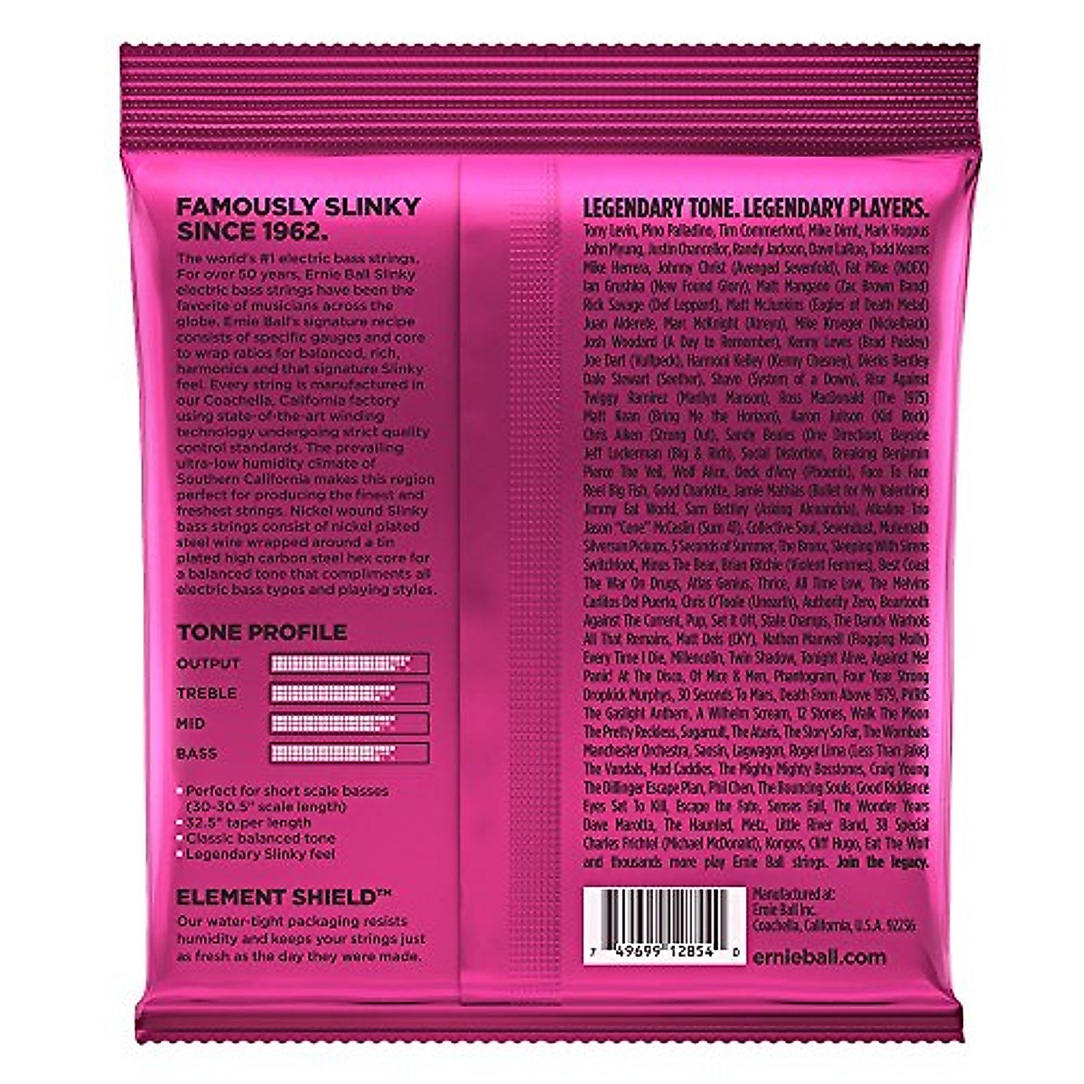 Ernie Ball Short Scale Super Slinky Nickel Wound Bass Guitar Strings, 40-100 Gauge (P02854)