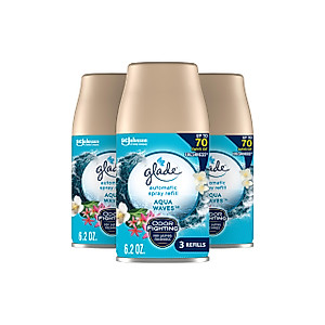 Glade Automatic Spray Refill, Air Freshener for Home and Bathroom, Aqua Waves, 6.2 Oz, 3 Count