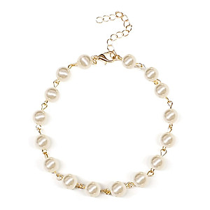 Pearl Anklet Ankle Bracelets for Women Adjustable Beach Ankle Chain Bracelet Dainty Wedding Gold Chain Anklet Summer Anklets for Birthday Christmas Gift