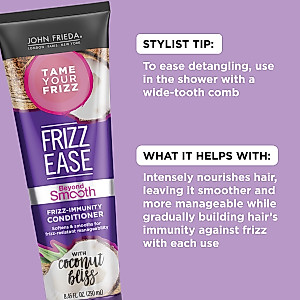 John Frieda Frizz Ease Beyond Smooth Frizz-Immunity Conditioner, 8.45 Ounces, Anti-Humidity Conditioner, Prevents Frizz, with Pure Coconut Oil