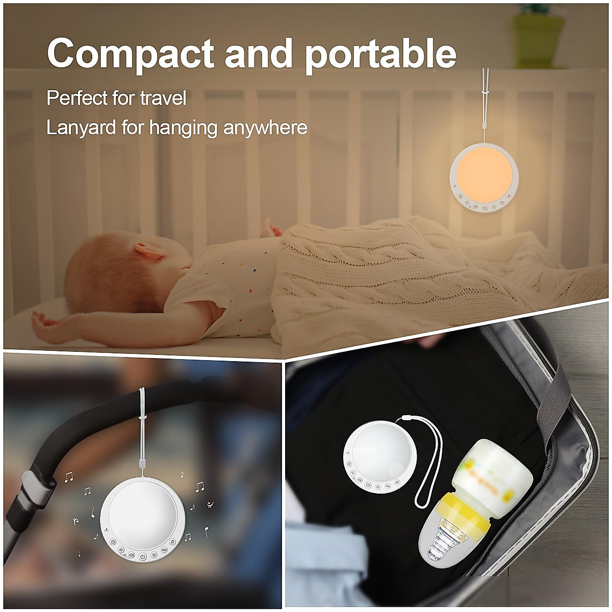 Dremkit White Noise Machine Baby,Portable Sound Machine for Baby Kids,Rechargeable Lullaby Machine with Night Light for Travel Nursery,Sound Machine for Sleeping
