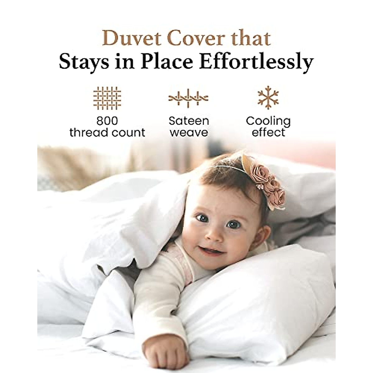 Good Sleep 3-Piece Bedding Set - 100% Egyptian Cotton, Soft & Breathable Full Duvet, 800 TC with Zipper & Hidden Corner Tie - White