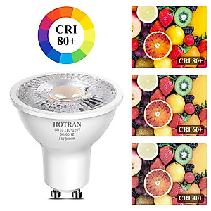 HOTRAN GU10 Led Bulb 5W 3000K, Flicker-Free Soft Warm Light Non-Dimmable Bulbs, 365LM, 40° Spot Light, Energy Saving Light Bulbs, Equivalent 40-50W GU10 Halogen Spotlight Bulbs