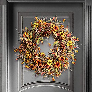 JINGHONG Fall Wreaths for Front Door 24 Inch Artificial Fall Wreath Large Autumn Wreath for Outside Harvest Thanksgiving Decor