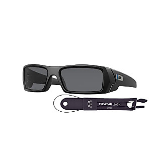 Oakley Gascan OO9014 901411 Matte Black- Blue Stripe/Grey Sunglasses + BUNDLE Accessory Leash + BUNDLE with Designer iWear Eyewear Kit