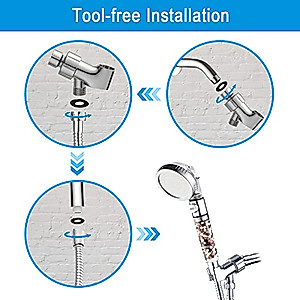 Vacto High Pressure Handheld Shower Head with Filter, Shower Head Kits with Hose and Bracket, Hard Water Softener Water Purifying Filtered Showerheads with Filter Beads