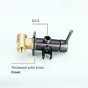 MINJING Hand Held Toilet Bidet Sprayer, Solid Brass Hot and Cold Douche Kit Round Bathroom Shattaf Shower Faucet, Bidet WC Brushed Grey