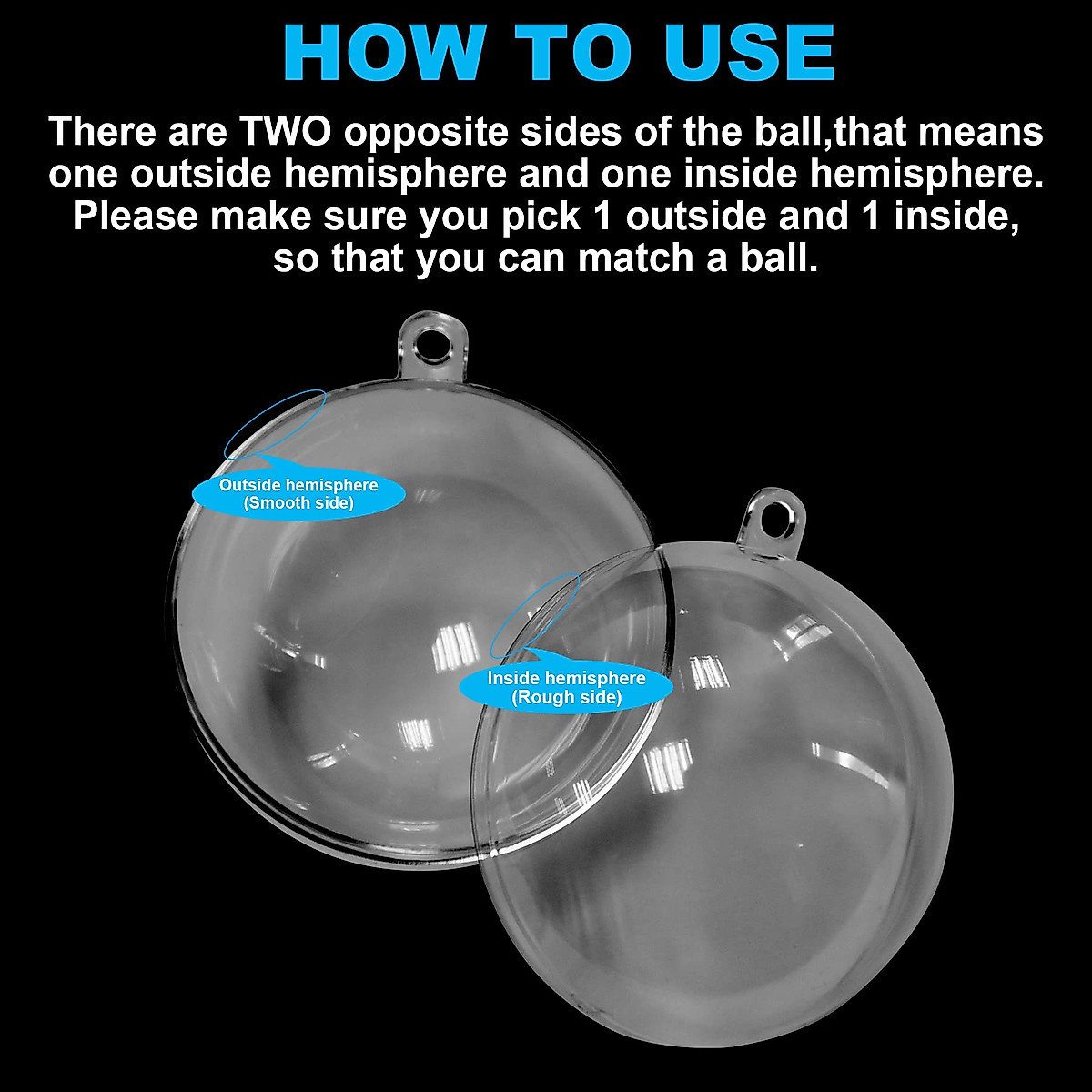 ufun Clear Ornaments for Crafts, Fillable Christmas Balls 2.36inch Transparent Plastic Hanging Home Decor Xmas Wedding Garden Tree Party Gift Box Decoration 12 Pack