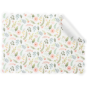 Sparkle and Bash Paper Placemats for Table, Floral Spring Placemats with Scalloped Edge for Dinning Table, Wedding, Tea Party and Tableware Decorations (14 x 10 in, 50 Pack)