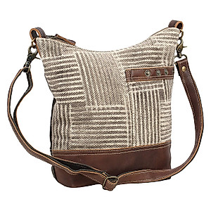 Myra Bag Coffee Upcycled Canvas & Leather Shoulder Bag S-1557