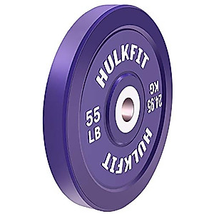 HulkFit Olympic 2-Inch Rubber Bumper Plate with Stainless Steel Insert, Purple, SINGLE