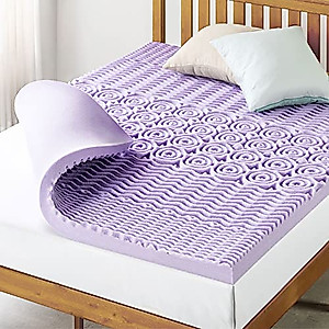 Mellow 3 Inch 5-Zone Memory Foam Mattress Topper, Soothing Lavender Infusion, Queen