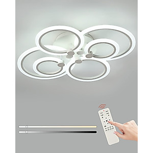 SJV Modern LED Ceiling Light: 27 Inch Flush Mount Ceiling Light Fixture 60W Memory Timer LED Dimmable Lamps with Remote for Living Dining Room Lighting Bedroom Home 3000K/ 4000K/ 6500K