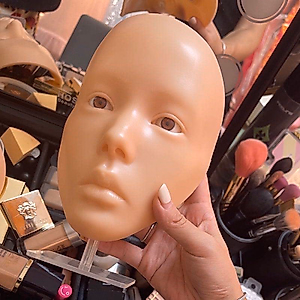 3D Reusable Makeup Practice Face, Silicone Makeup Mannequin Face for Beginners and Makeup Artists