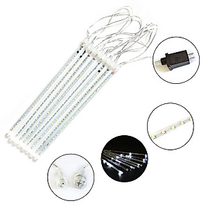 Joiedomi 2-Pack Christmas Meteor Shower Lights - Falling Rain Drop Icicle String Lights 2 x 8 Tubes 30cm 288 LEDs White, for Halloween Christmas Holiday Party Home Patio Outdoor Decoration