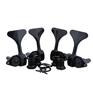 Guyker Bass Machine Head (2R + 2L) - 1:20 Ratio Open Gear Tuners Tuning Key Pegs Replacement for Electric Jazz Guitar Bass or Precision Instruments - black