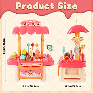 deAO Ice Cream Toy Stand Play Set for Boys& Girls, Educational Ice Cream Counter Deluxe Playset, Desserts Cake Ice Cream and Candy Pretend Play Food Sets, Birthday for Kids Aged 3-12