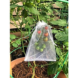 YunKo 50pcs Organza Bags 6x9 Inches Drawstring Gift Bags Mesh Gift Bags White Sheer Organza Wedding Favor Bags