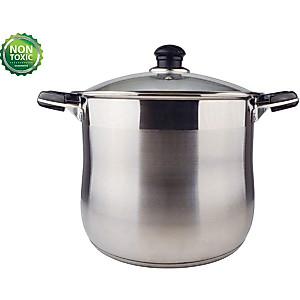 20 Quart Commercial Grade Stainless Steel High Stock Pot Non-Toxic Cookware Dishwasher Safe Heavy-Duty Encapsulated Bottom Stockpot Dutch Oven