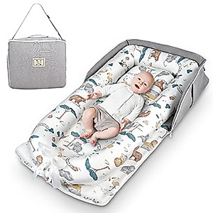 Baby Lounger Cover Adjustable Baby Nest Cover for Co Sleeping, Ultra Soft Cotton Baby Bed Cover Perfect for Traveling and Napping(Grey Lion)